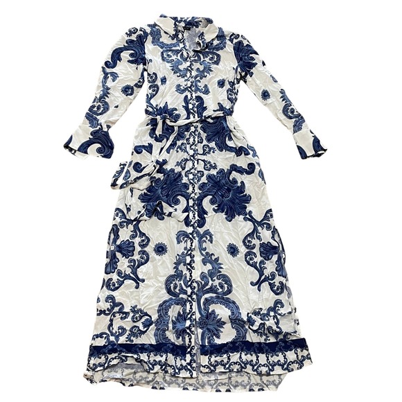 1. State | Dresses | State Womens Small Maxi Shirt Dress Blue White ...